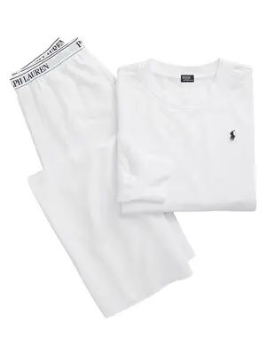 Ralph Lauren French Terry 2-piece Pajama Set - White Cloud