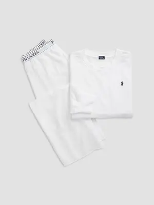Polo Ralph Lauren French Terry 2-piece Pajama Set - White Cloud