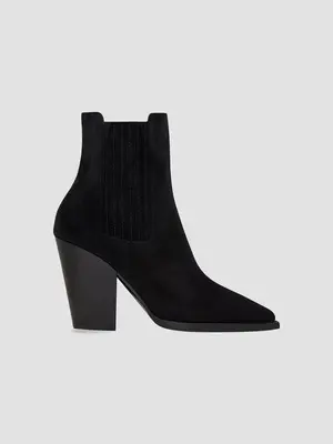 Saint Laurent Theo Chelsea Boots In Suede - Black