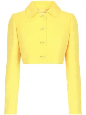 Dolce & Gabbana Monogram Jacquard Cropped Jacket - Yellow