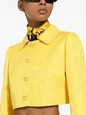 Dolce & Gabbana Monogram Jacquard Cropped Jacket - Yellow