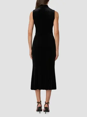 Shoshanna Audrey Velvet Draped Midi-dress
