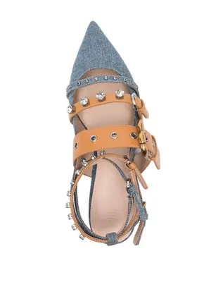 Pinko Gem-embellished Mules - Blue