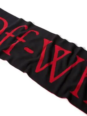 Off-White 2024 Lunar New Year Bookish Intarsia-knit Logo Wool Scarf