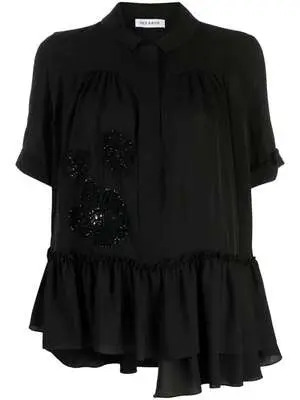 Dice Kayek Floral-embroidered Silk Shirt