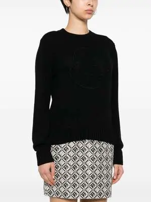 Moncler Embroidered-logo Crew-neck Jumper - Black
