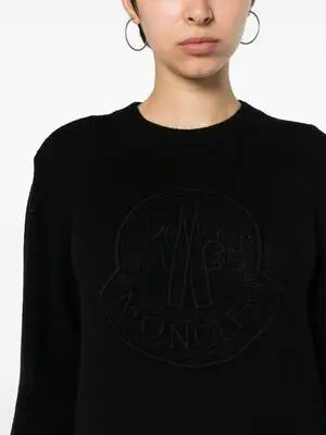 Moncler Embroidered-logo Crew-neck Jumper - Black