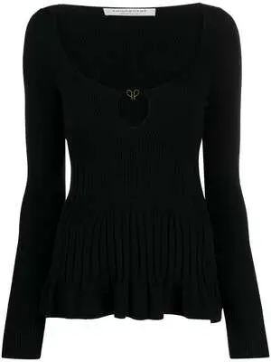 Philosophy Di Lorenzo Serafini Logo-plaque Ribbed-knit Top - Black