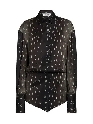 Attico Women's Layered Dot Cotton Mini Shirtdress - Chocolate  - Chocolate