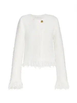 Chloé Women's Fringe Wool-Blend Jacket - Iconic Milk  - Iconic Milk