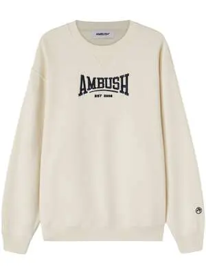 AMBUSH Logo-embroidered Organic-cotton Sweatshirt - White