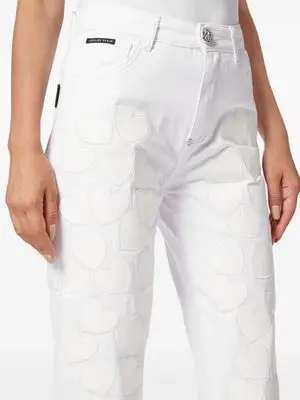 Philipp Plein Heart-patches Cropped Jeans