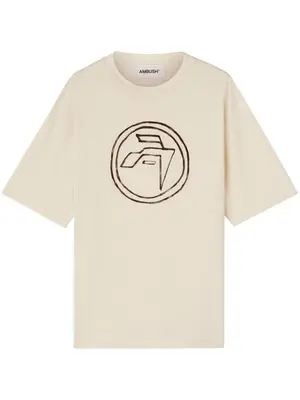 AMBUSH Emblem-print Organic-cotton T-shirt - Neutrals