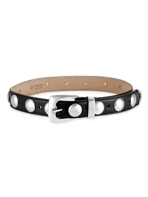 Khaite The Benny Studded Leather Belt Black Silver