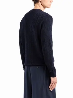 Giorgio Armani Chevron-knit Jumper - Blue