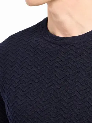 Giorgio Armani Chevron-knit Jumper - Blue