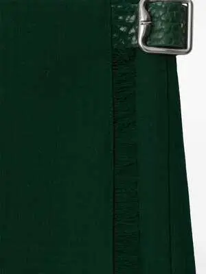 Burberry Frayed-edge Wool Pleated Skirt - Green