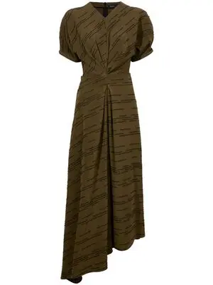 Proenza Schouler Vivienne Striped Asymmetric Dress - Green