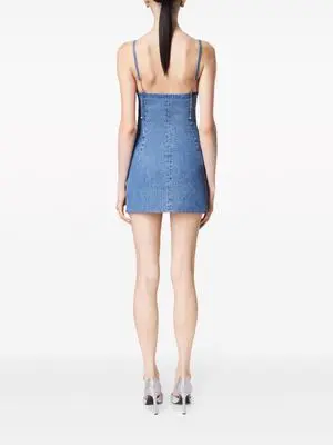 AREA Crystal-embellished Denim Minidress