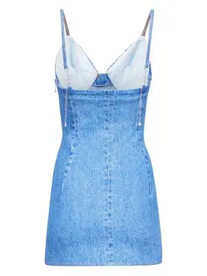 AREA Crystal-embellished Denim Minidress