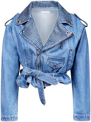 AREA Crystal-embellished Denim Jacket