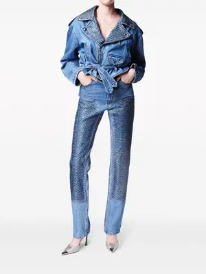 AREA Crystal-embellished Denim Jacket