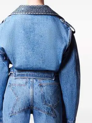 AREA Crystal-embellished Denim Jacket