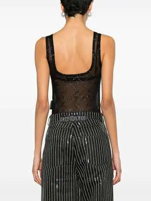 MARINE SERRE Moonogram Flocked Tulle Bodysuit