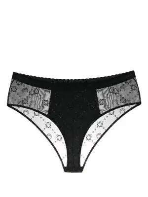 MARINE SERRE Moonogram-flocked Mesh Briefs - Black