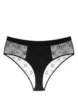 MARINE SERRE Moonogram-flocked Mesh Briefs - Black