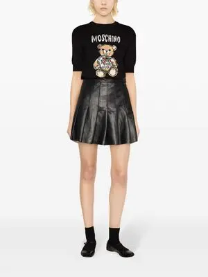 Moschino Teddy Bear-intarsia Cropped Jumper - Black