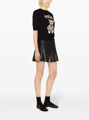 Moschino Teddy Bear-intarsia Cropped Jumper - Black