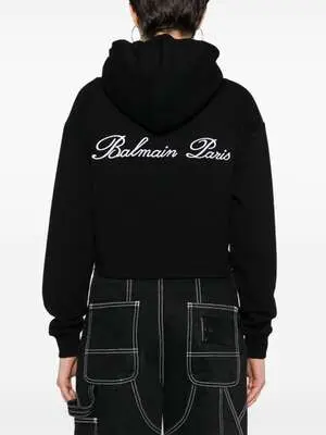 Balmain Logo-embroidered Cotton Hoodie