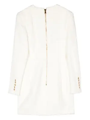 Balmain Button-embellished Tweed Minidress