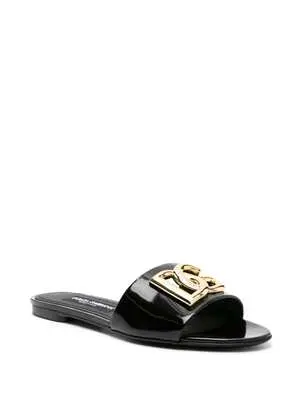 Dolce & Gabbana Dg-logo Leather Slides
