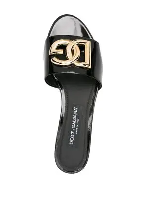 Dolce & Gabbana Dg-logo Leather Slides