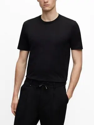 BOSS Monogram-jacquard Cotton T-shirt - Black