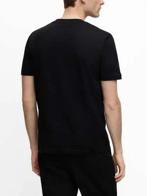 BOSS Monogram-jacquard Cotton T-shirt - Black