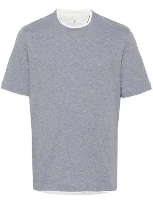 Brunello Cucinelli Faux-layered Cotton T-shirt - Grey