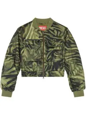 DIESEL® G-khlow Zebra-print Bomber Jacket - Green