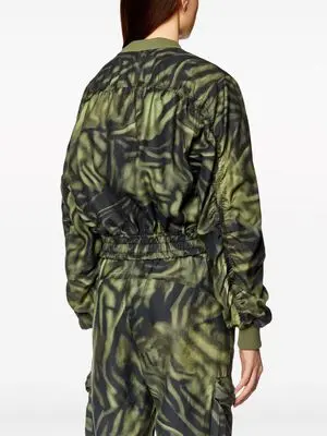 DIESEL® G-khlow Zebra-print Bomber Jacket - Green