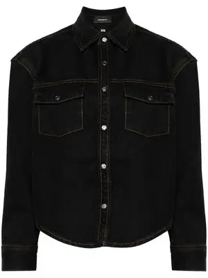 Wardrobe.NYC Curved-hem Denim Trucker Jacket - Black