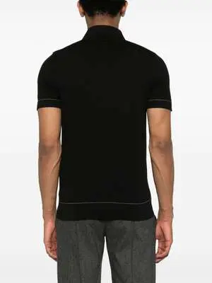 Brioni Piqué Cotton Polo Shirt - Black