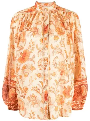 Zimmermann Junie Floral-print Blouse - Orange