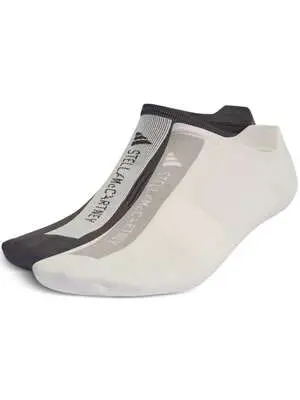 Adidas By Stella Mccartney Logo Intarsia-knit Socks - White