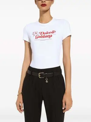 Dolce & Gabbana Leather Belt With Logo Charm - Black