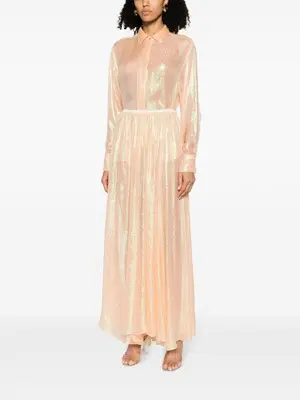FORTE_FORTE Semi-sheer Textured Shirt - Orange