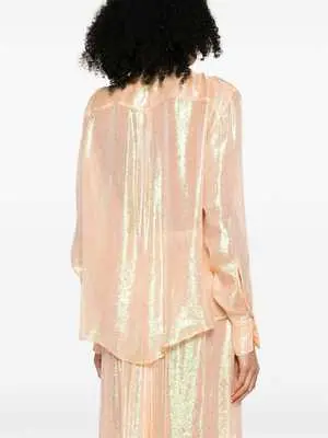 FORTE_FORTE Semi-sheer Textured Shirt - Orange