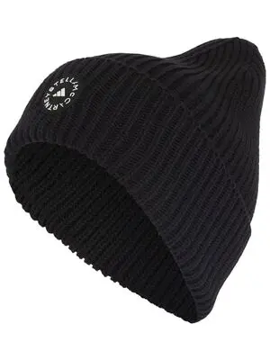 Adidas By Stella Mccartney Ribbed-knit Beanie - Black