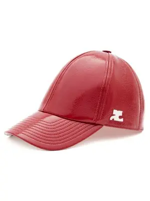 COURREGES Logo-patch Patent Cap - Red